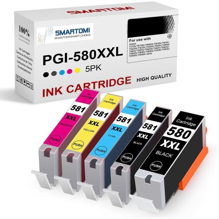 Pgi-580 Xxl Cli-581Xxl Multipack De 5 Cartouches D'Encre Compatibles ...