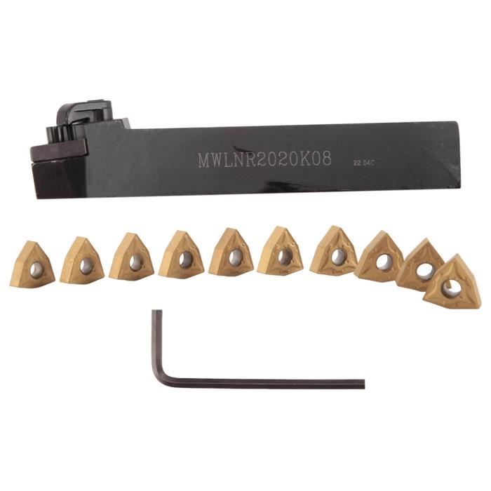 Ensemble De Support D'Outil De Tournage De Tour De 20Mm MWLNR2020K08 + 10 WNMG0804 Inserts En ...