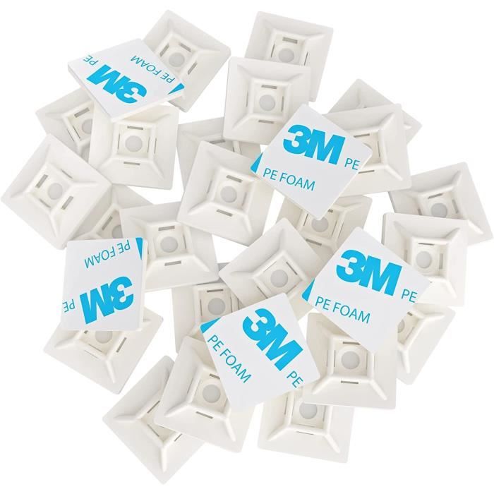 Intervisio 200 Pièces Embases Adhesive pour Attache de Cable, 28mm x 28 ...