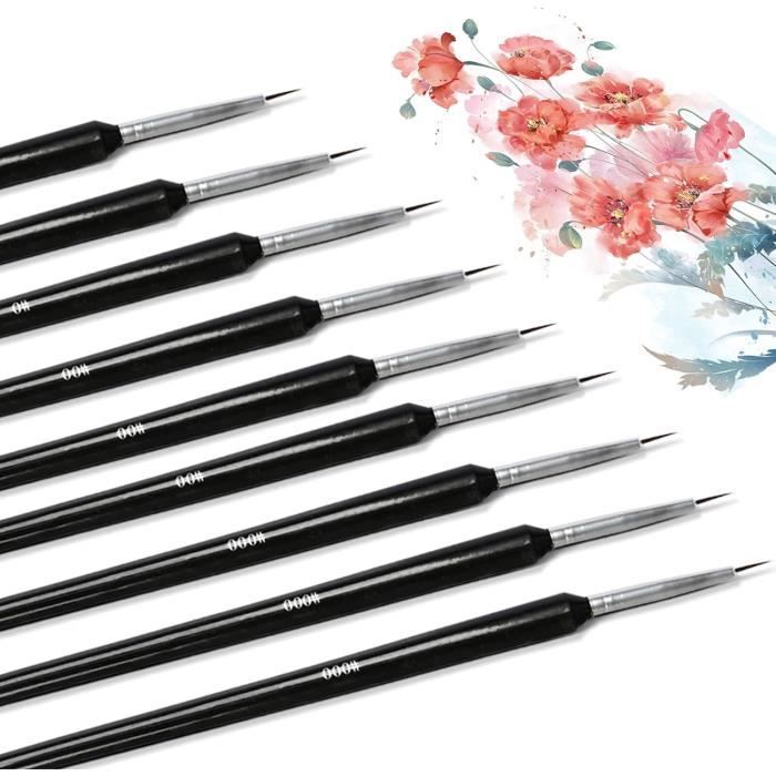 Pinceau Fin, 9 Pièces Pinceau Liner Détail Pinceau, Set de Pinceaux ...
