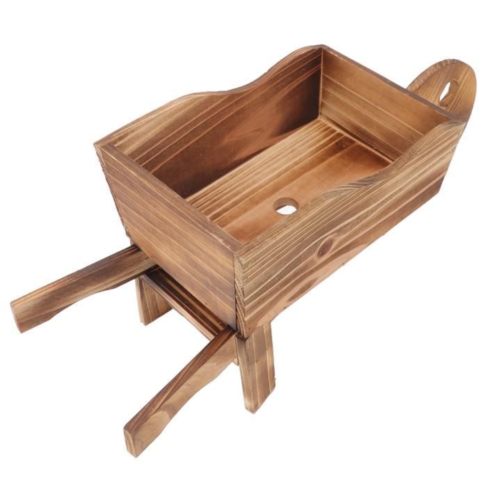 VINGVO pot de chariot en bois de planteur Pot de fleur chariot en bois ...