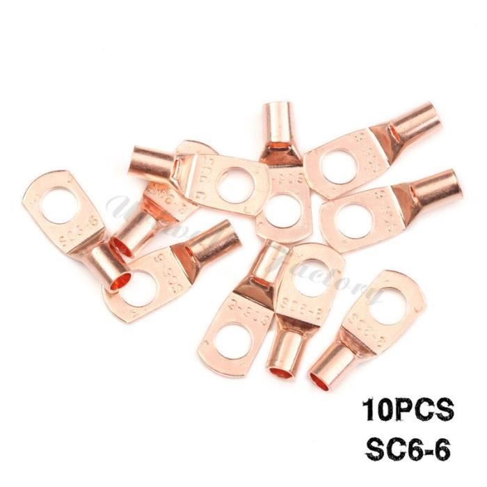 COSSE ELECTRIQUE,SC6-6--Bornes de batterie M6-M8, 10 pièces, trou de boulon, anneau en cuivre ...