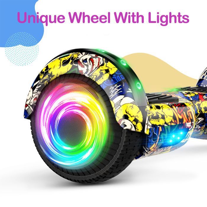 Hoverboard 6.5'' HY-A02C, Bluetooth+Lumière LED, Autonomie 7-8km ...