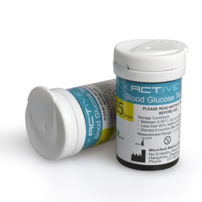 Bandelettes de Test de glycémie Exactive Easy + aiguilles de lancette ...