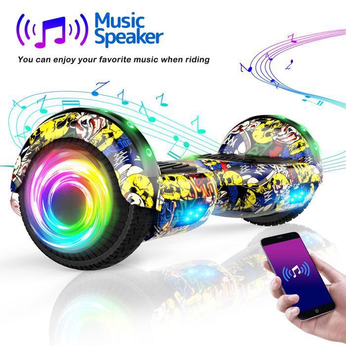 Hoverboard 6.5'' HY-A02C, Bluetooth+Lumière LED, Autonomie 7-8km ...