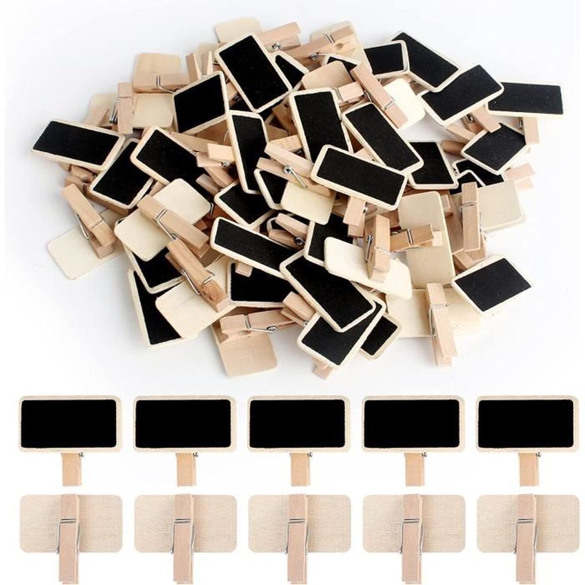 100 PCS Mini Tableau Noir Bois Mini Tableau Noir Ardoise Pour Mémo Mini ...