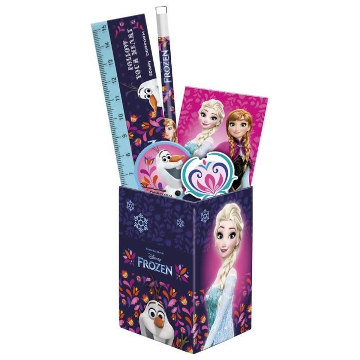 Frozen La Reine des Neiges set scolaire pot à crayons garni fournitures ...