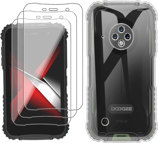 Coque Silicone Housse & Film Protection Verre Trempé pour Doogee S35 ...