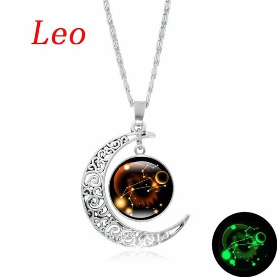 Collier lumineux avec signe du zodiaque 12 constellations pendentif croissant de lune brille ...
