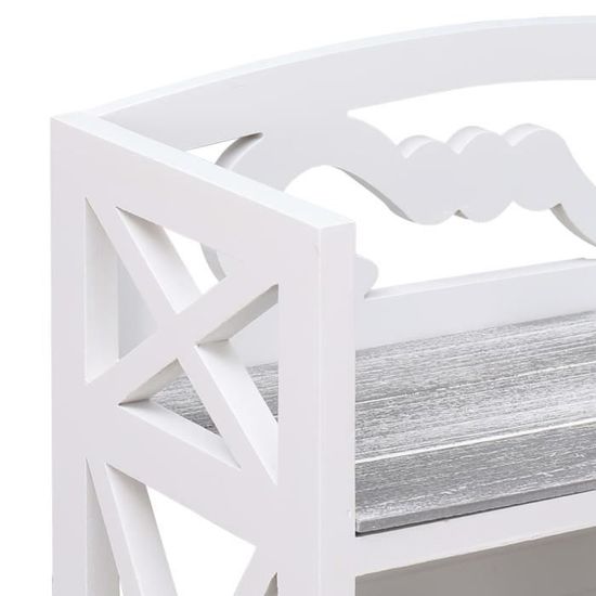 ABB Armoire de salle de bain Blanc et gris 46x24x116 cm Paulownia ...