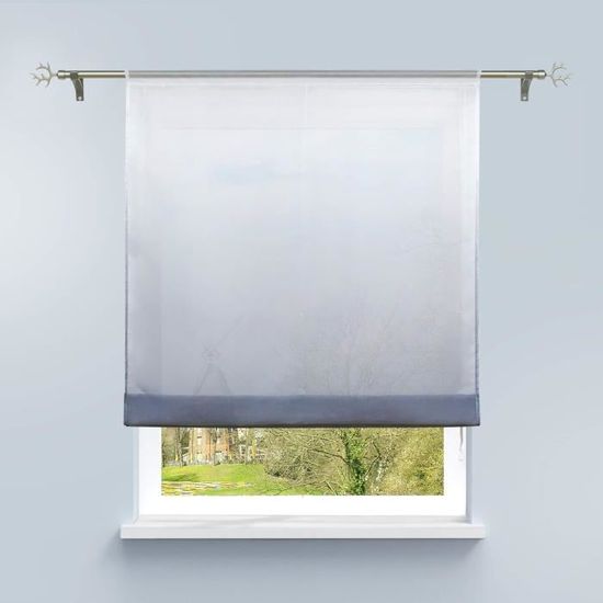 Store Bateau Uni Blanc Gris Dégradé Passe Tringle Transparent ...