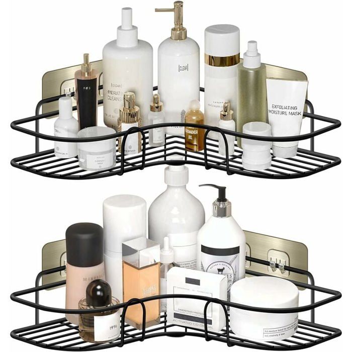 Support de douche sans perçage Étagère de douche d'angle : Lot de 2 ...