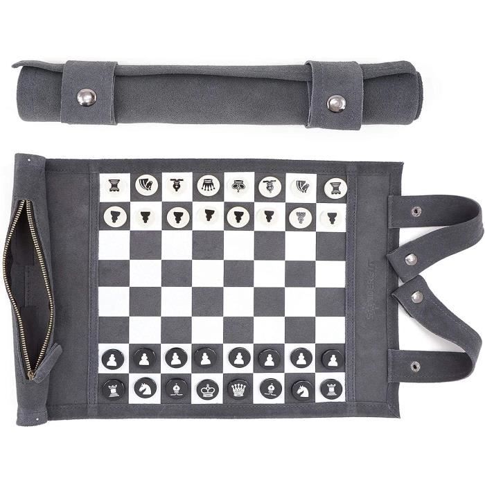 Chess-Checkers Roll-Up Travel Set Leathe[x1637] - Cdiscount Jeux - Jouets
