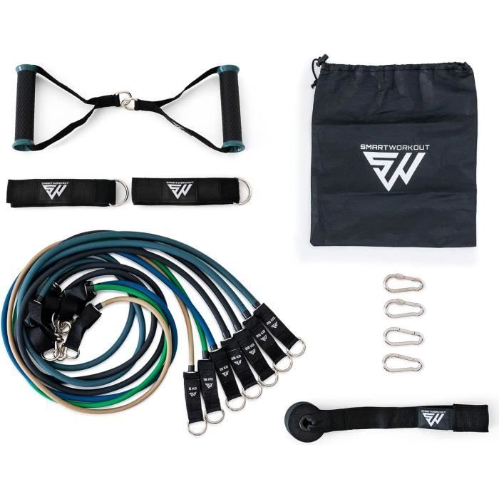 Kit Elastiques De Musculation Professionnel - Pack Fitness Complet 19 Pcs, 7 Bandes De ...