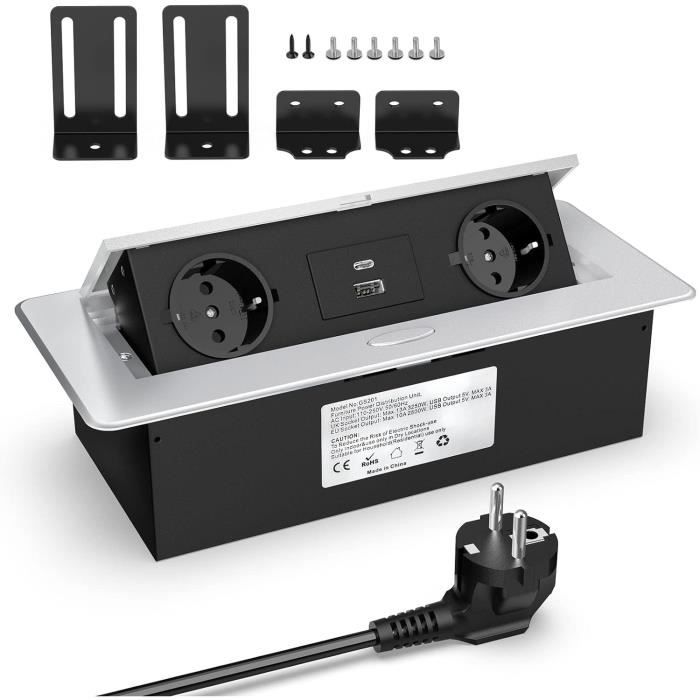 Prise Encastrable Plan De Travail Usb C Pd20W, Aluminium Multiprise ...