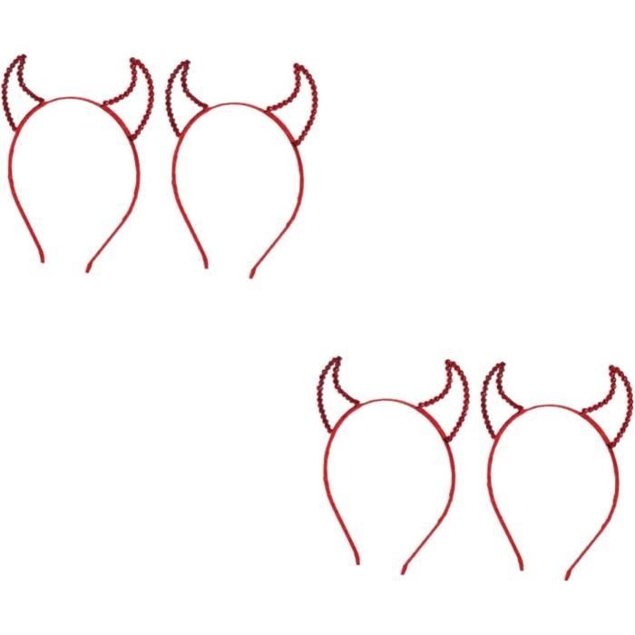 4 Pièces Bandeau De Corne De Démon Bandeau De Cornes Cornes Rouges ...