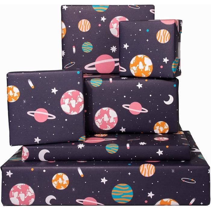 Papier Cadeau Espace Coloré - 6 Feuilles de Papier Cadeau pour Elle ...