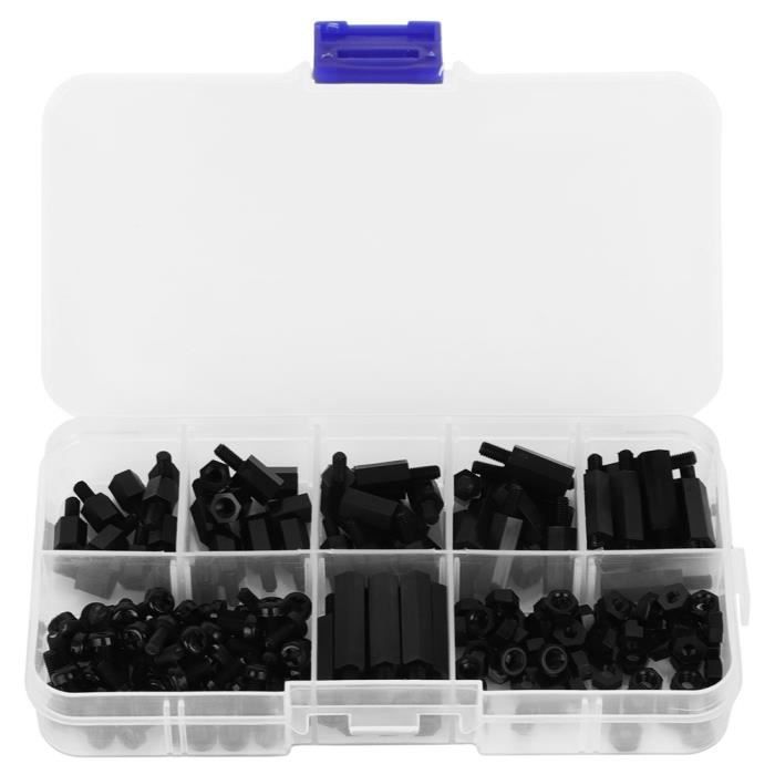 Fdit entretoise 180 pcs boîte M3 Nylon Vis Écrou Mâle Femelle ...
