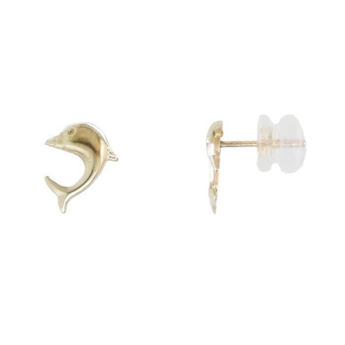 Boucles d'Oreilles Dauphins - Or Jaune - Enfant - Fermoirs Confort et ...