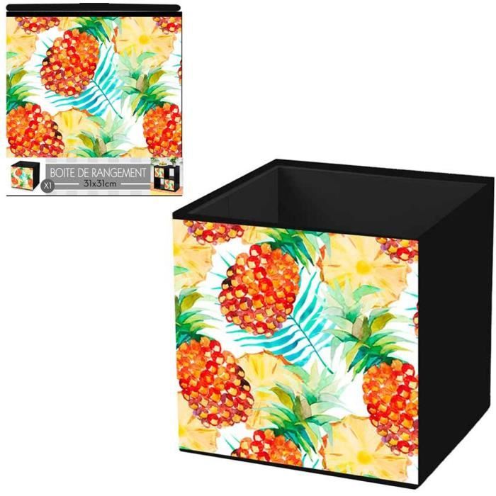 Cube de rangement 'Ananas' orange vert - 31x31 cm [Q4497] - Cdiscount ...