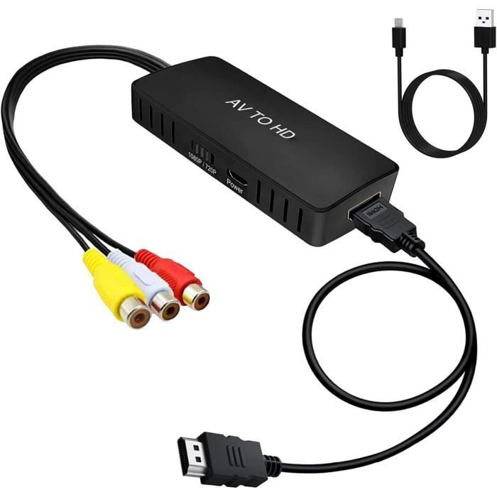 Pariszhuo Convertisseur Rca Vers Hdmi Avec Câbles Hdmi, Adaptateur Av ...