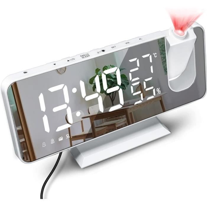 Bigfox Réveil de projection 7,4 pouces Radio Horloge Réveil Numérique ...