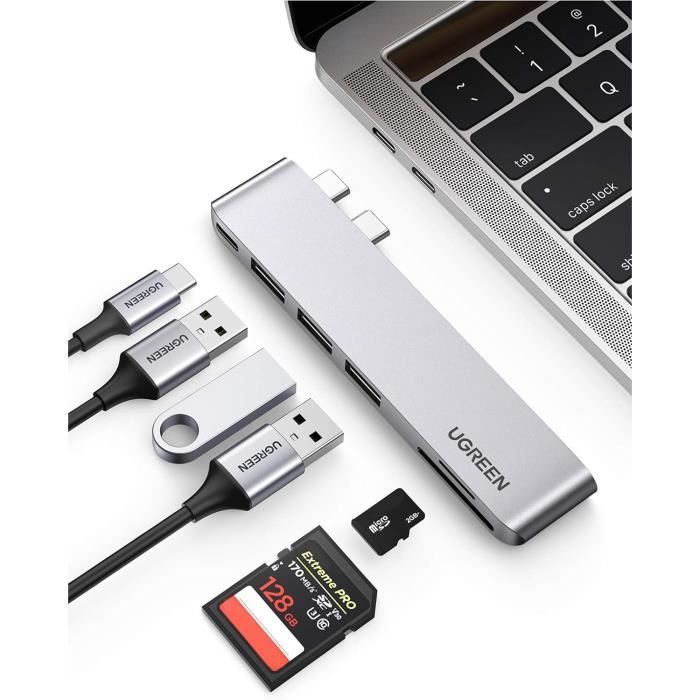 6 En 2 Adaptateur Hub Usb C Thunderbolt 3 Compatible Avec Macbook Pro ...