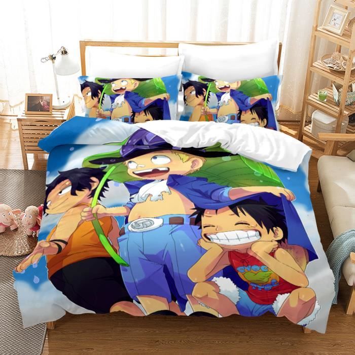 One Piece Luffy Animé Literie Parure De Lit Taille 240 260cm 3 Pièces