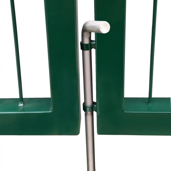 Zerodis Portail De Clôture De Jardin Avec Poteaux 350x140 Cm Acier Vert