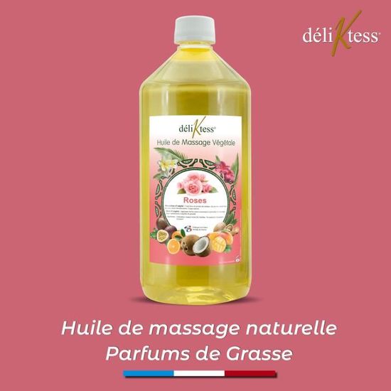 MFB Provence® - Huile de massage végétale - parfum Roses 1 litre - Naturelle et fabriquée en ...