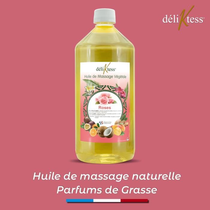 MFB Provence® - Huile de massage végétale - parfum Roses 1 litre - Naturelle et fabriquée en ...