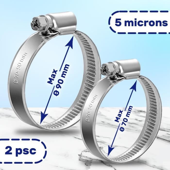 Collier De Serrage Métallique Ø 70-90 mm 9 mm Set 2 Pièces -[S91 ...