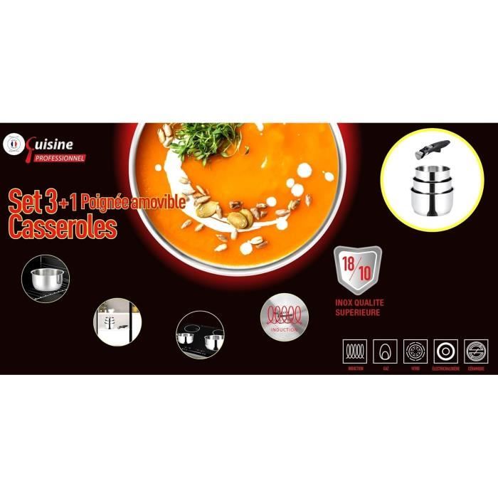 ® Casserole Marmite Faitout Inox De Qualité Professionnel 18-10 (Set De ...