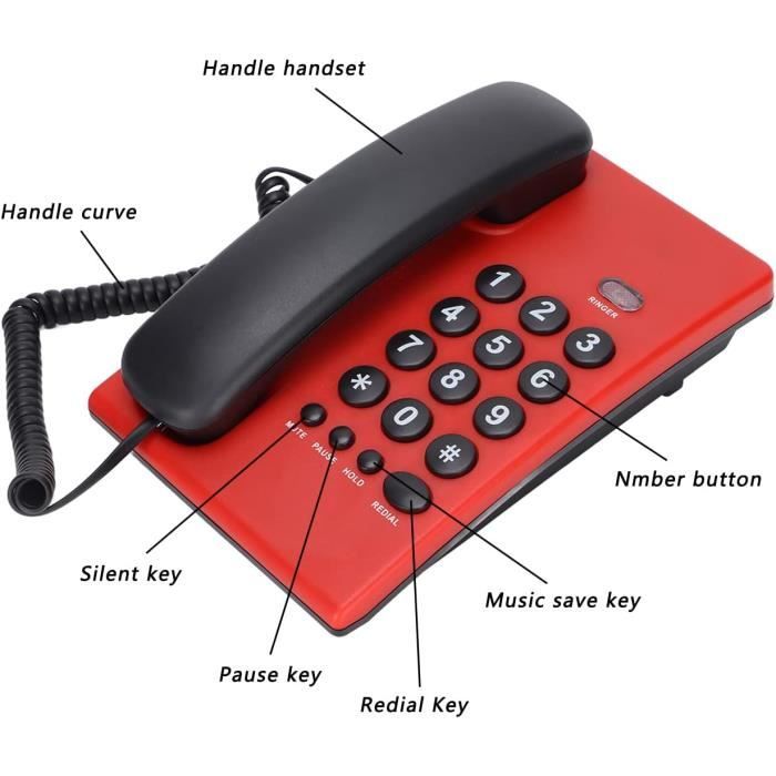 Téléphone De Bureau Filaire, Téléphone Fixe Multicolore Avec Double ...