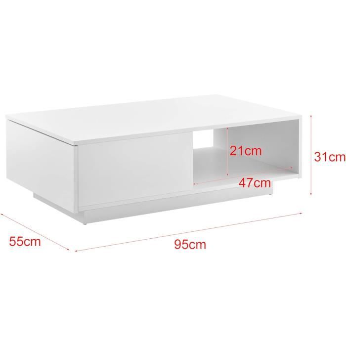 Table Basse de Salon élégante Stylée avec Tiroir et Compartiment de ...