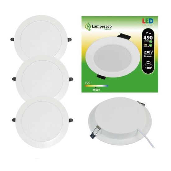 Spot Encastrable LED Downlight Panel Extra-Plat 7W Blanc Neutre 4200-4500K - LAMPESECOENERGIE ...