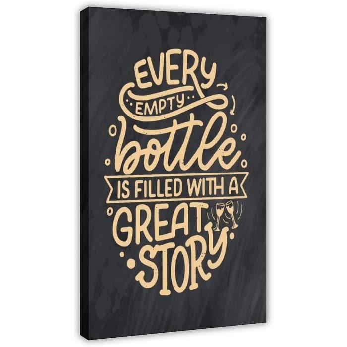 Toile vintage avec citation de bière, vin, bière, liqueur, alcool ...