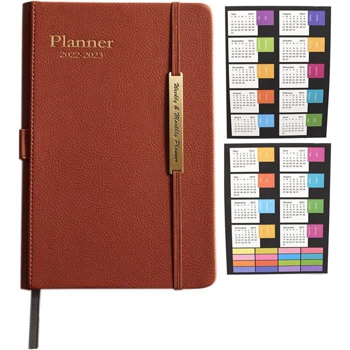 Agenda 2022 2023 en cuir PU de | Agenda semainier 18 mois au format A5 ...