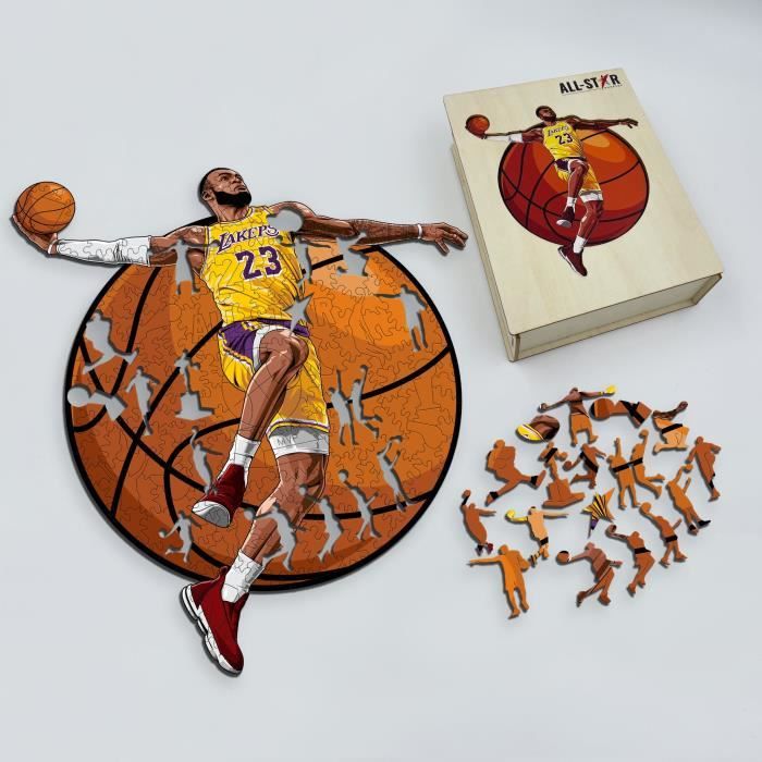 ALL STAR Puzzle en bois LeBron James basketball NBA 21 x 23.3 cm 120 ...