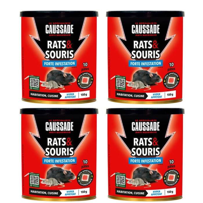 Lot de 4 boites de Raticide Rats & Souris - Pat'Appât forte infestation ...