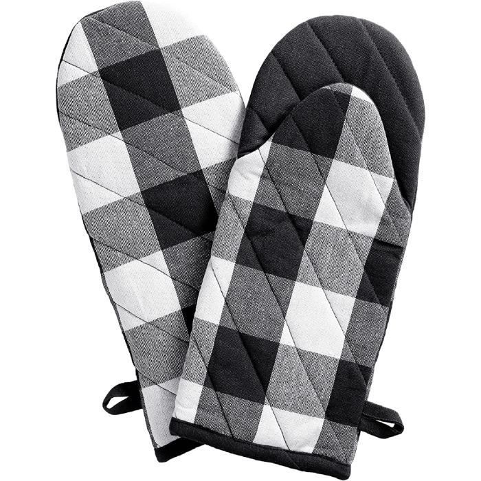 Farmhouse Living Lot de 2 maniques de Cuisine Motif à Carreaux Noir ...