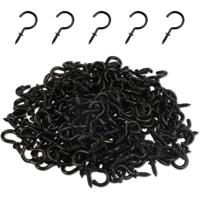 200 Pièces Crochets À Visser Noir, 1-2 Pouce Piton À Visser, Crochets À ...