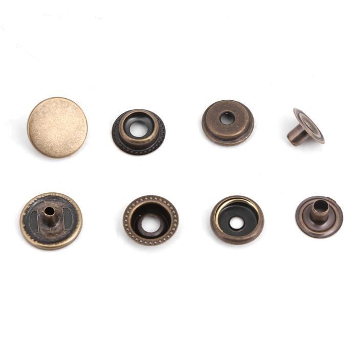 Boutons-pression - CIKONIELF - 15mm - Métal - Kit d'outils inclus ...