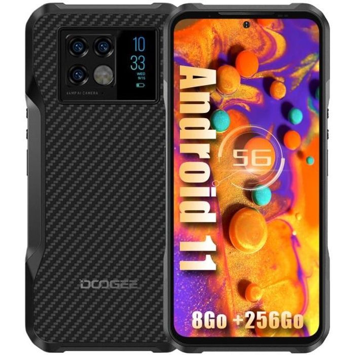 DOOGEE V20 Smartphone Robuste 5G Double affichage 8Go + 256Go 64MP Caméra Téléphone 6.43 ...