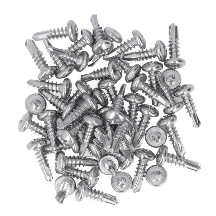 EJ.life Kit de vis autoperceuses 200 pièces vis auto-perceuse tête ronde 410 attaches en acier ...