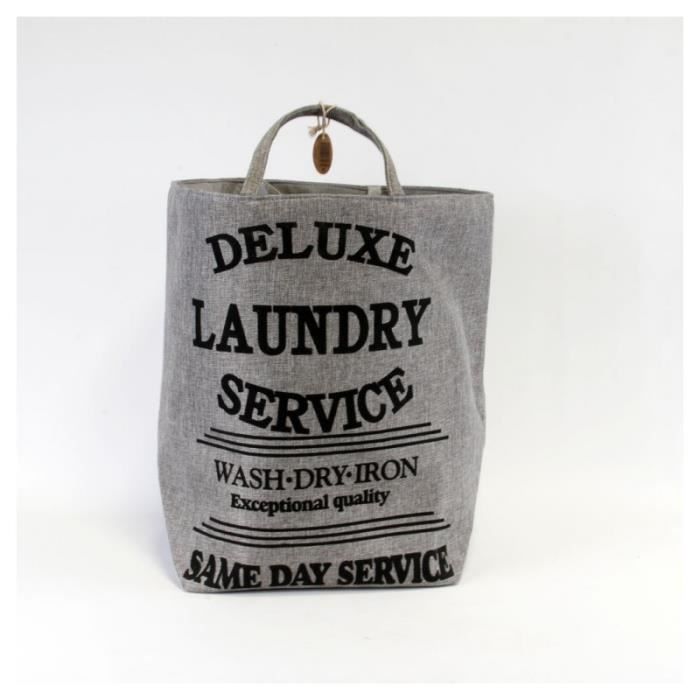 Panier à linge gris trapèze "Deluxe laundry service". - Cdiscount Maison