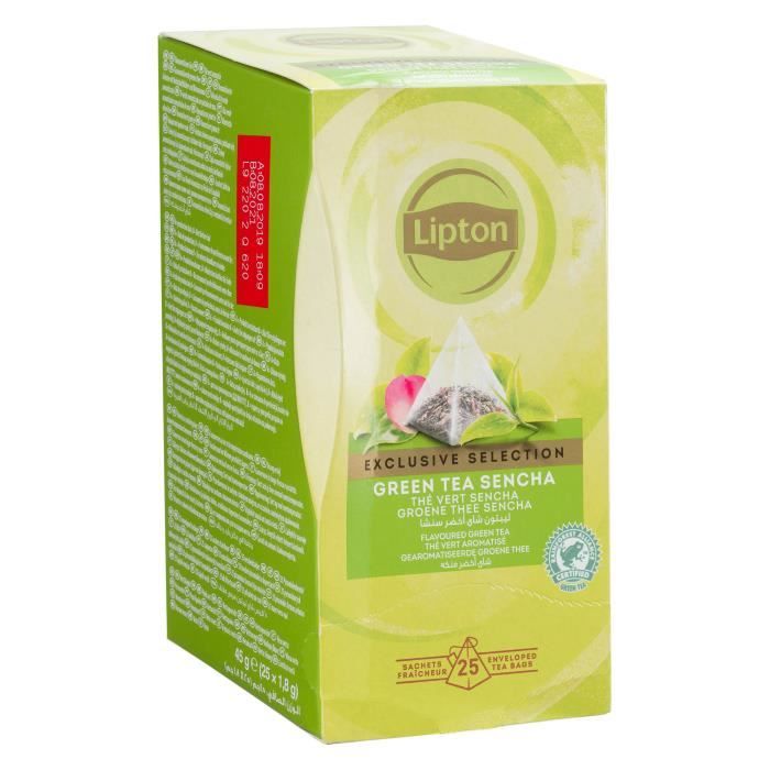 Thé vert Lipton - Boîte de 25 sachets pyramides - Cdiscount Au quotidien