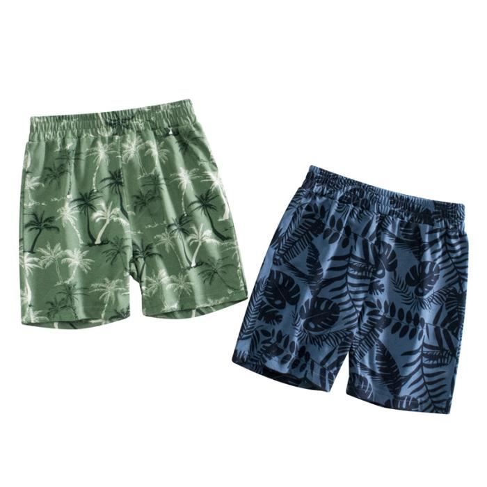 2 Pièces Bermuda Enfant Garçon Été Imprime en Coton Casual Short Taille ...