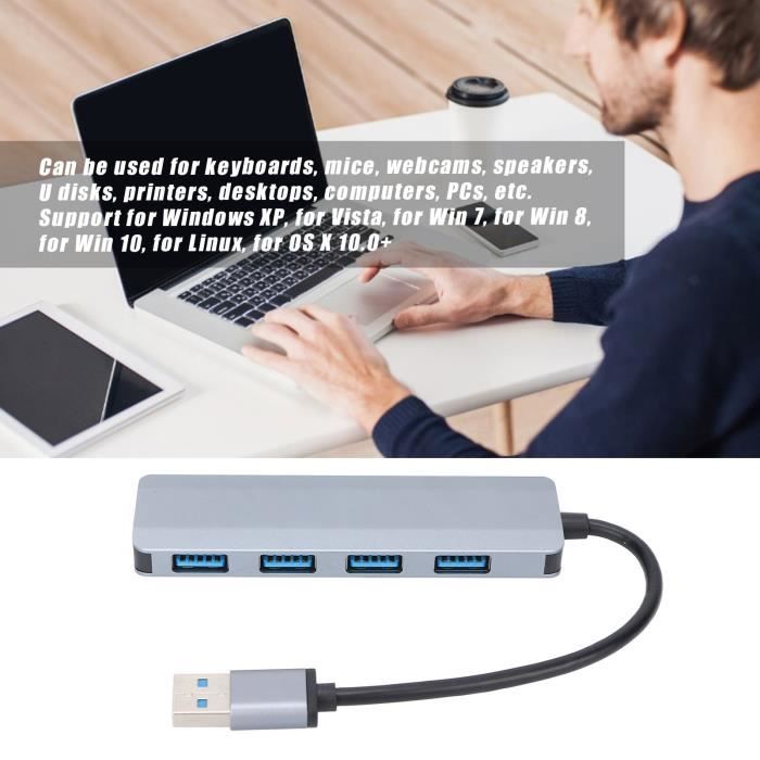 LEX Séparateur USB Hub USB3.0 Répartiteur 4 ports Protection contre les ...