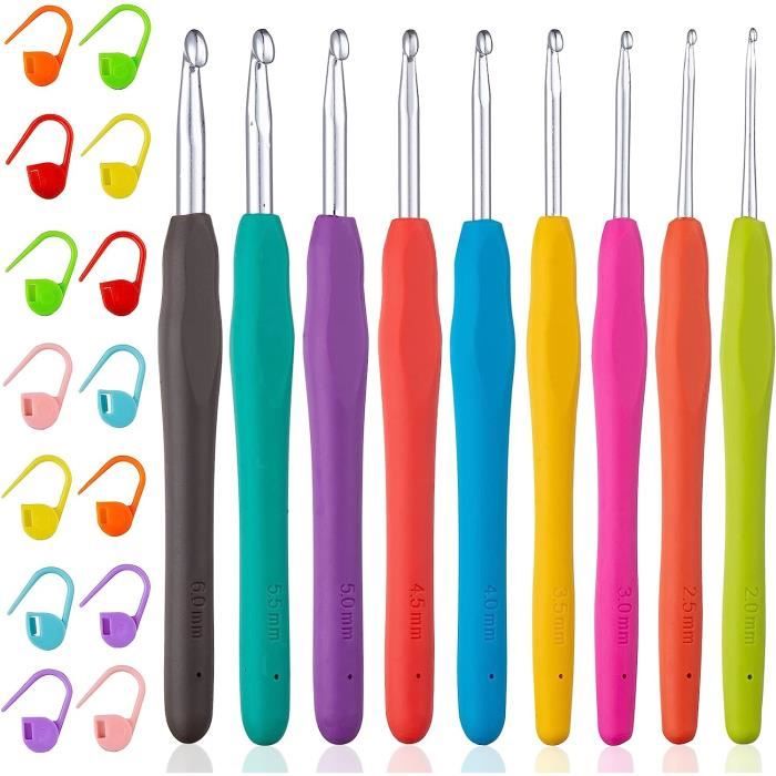 Lot de 9 crochets à crochet avec poignée souple ergonomique pour un ...